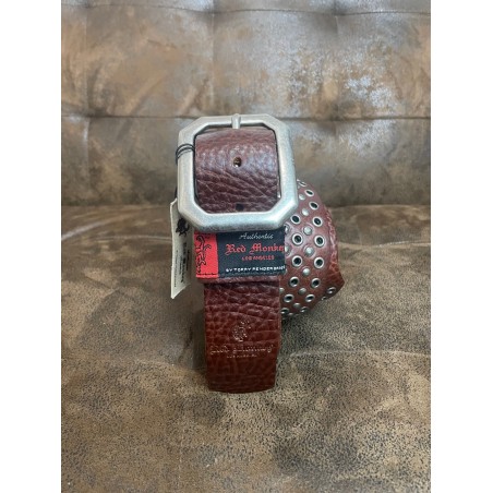 Sangle Leather Legends 1 3/4" Hellion Walnut W/Antique Hardware Red Monkey